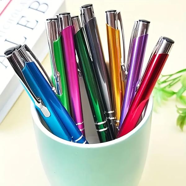 Metal Barrel Ball Point Pens with Blalck Ink 5 Pack Combo Metal Pen ...