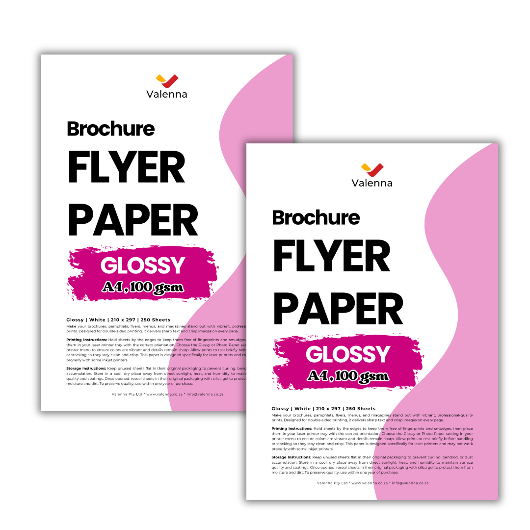 Blank Flyer Paper – 100gsm Glossy Double Sided Pamphlet Paper 500 Pack for Laser Printers ...