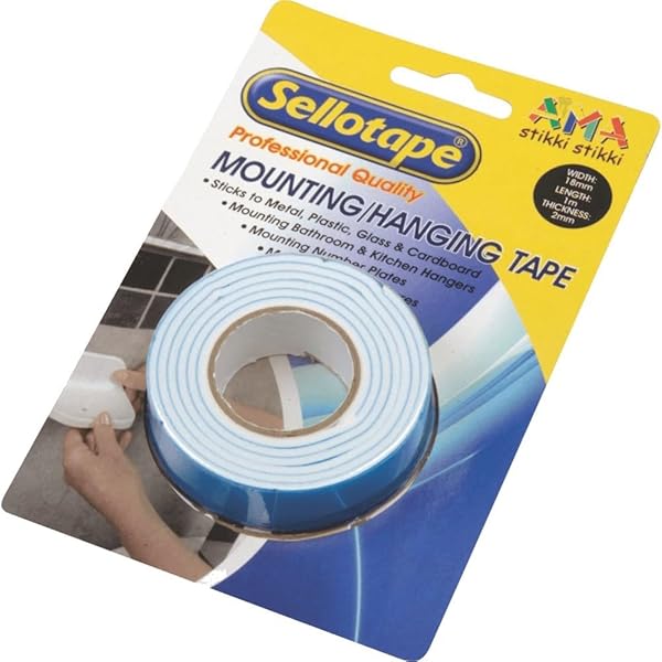 Sellotape Mounting Hanging Tape, 1 Meter x 2 mm x 18 mm Size - Valenna