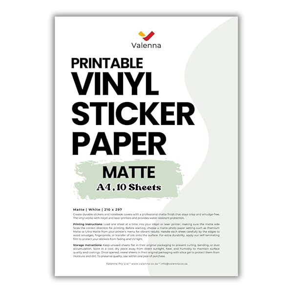 Printable Vinyl Sticker Paper for Inkjet Printer Matte A4 10 Sheets ...