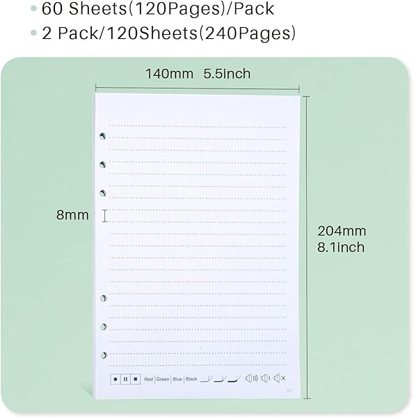 OPHAYA A5 dot Refill Paper Compatible Smart Pen, total 120Sheets ...