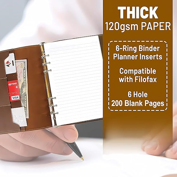 A5 6-Ring Binder Planner Inserts - 8 1/4 x 5 5/8" - Thick Cream Color ...
