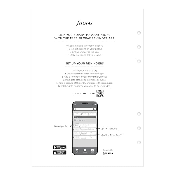 Filofax Calendar Diary Refill, A5 Size, Week-to-View, White Paper ...