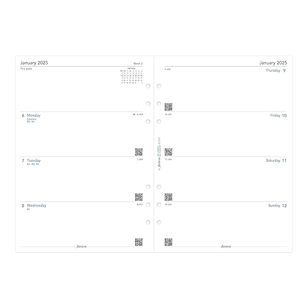 Filofax Calendar Diary Refill, A5 Size, Week-to-View, White Paper ...